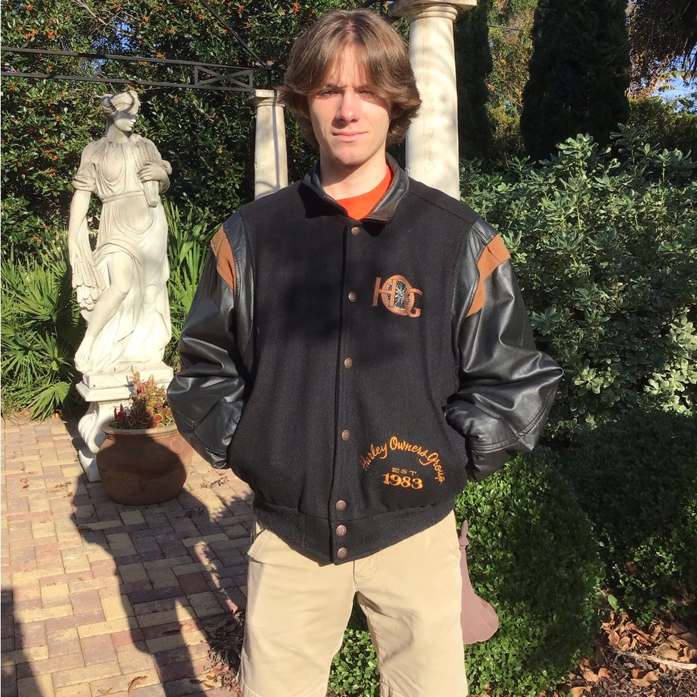 Harley Davidson Mens Varsity Motorcycle Jacket - Gem